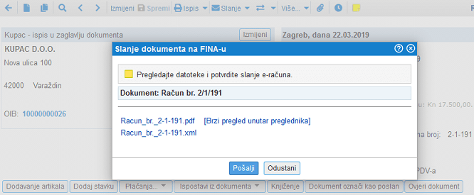 Mogući načini slanja računa iz e-računa – Fakturiranje i vođenje ...